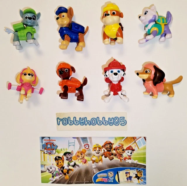 PAW PATROL COMPLETE Set Of 8 Figures With Papers Kinder Surprise Egg ...