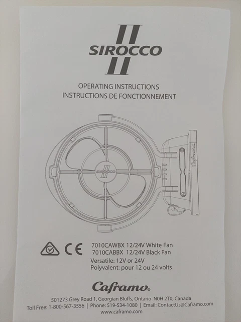 SIROCCO II FAN 12/24V Black Caravan RV Motorhome Camper Trailer Boat ...