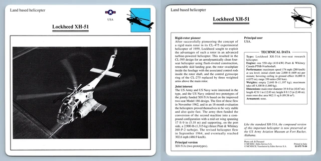 LOCKHEED XH-51 - Land Based - Warplanes Collectors Club Card £1.25 ...