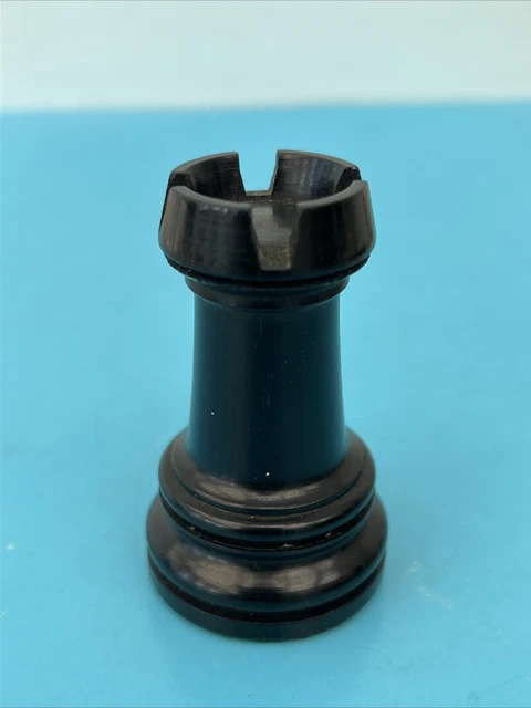 EARLY ANTIQUE BRITISH Chess Company BCC Weighted Black Rook Crown Mark ...