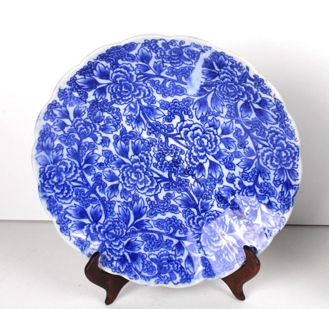 ANTIQUE BLUE & White Chinese Porcelain Plates Scalloped Edge £135.39 ...