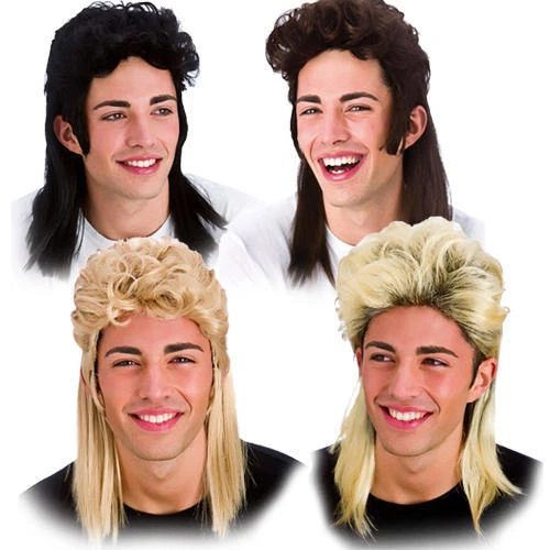 80S MULLET WIG Mens Fancy Dress 1980s Wham Rock Star Adults Costume ...