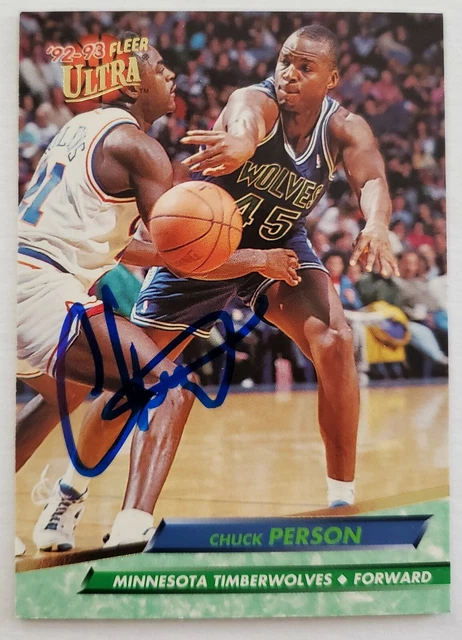 CARTE CHUCK PERSON signée 1992-93 Fleer Ultra #307 Timberwolves NBA RAD ...