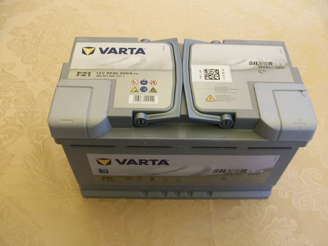 VARTA F21 SILVER Dynamic AGM 80Ah Autobatterie 12V 800A Batterie 580 ...
