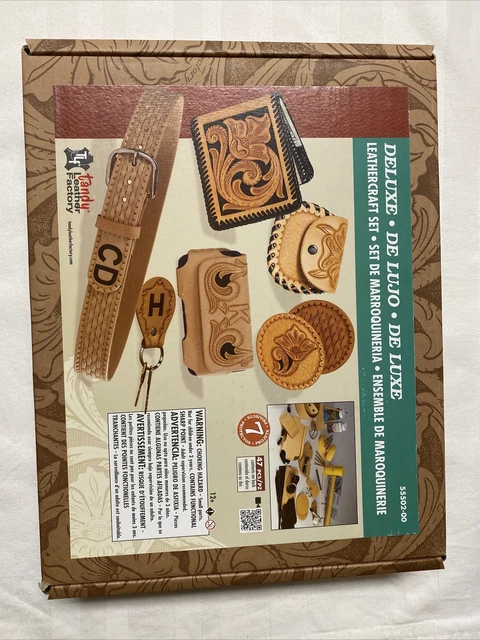 TANDY LEATHER DELUXE Leathercraft Set 47 Pieces Wallet Coin Cell Belt ...