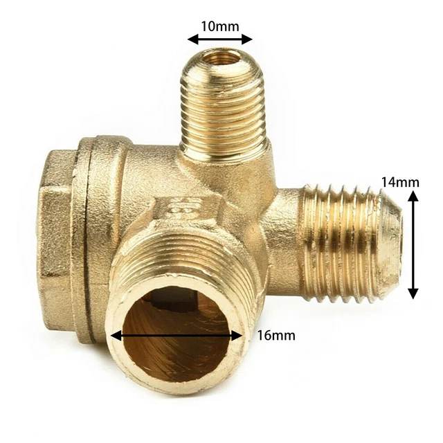 AIR COMPRESSOR VALVE Male Threaded 3-Port Brass Non-Return Check Valve ...