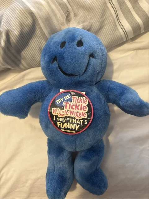 VINTAGE DAN DEE Tickle Wiggle Blue Smiley Face Talking Shaking Plush ...