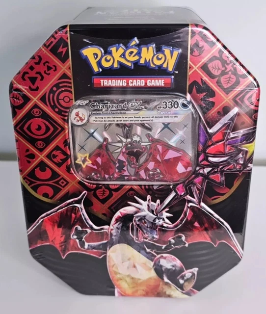 CHARIZARD PALDEAN FATES Tin Shiny Tera Charizard Pokemon TCG Scarlet ...