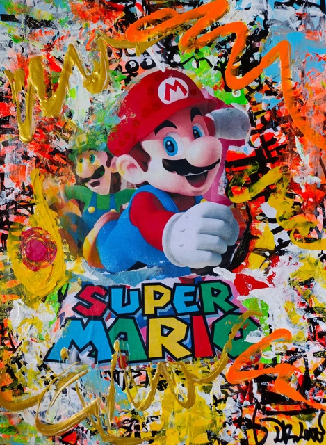 DR. LOVE SUPER Mario BROS STREET ART BANKSY Keith Haring QUADRO ...