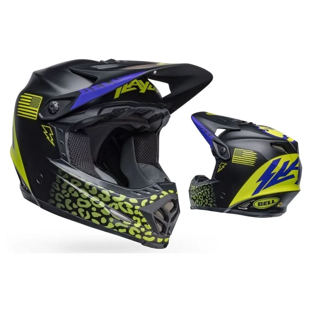 BELL MOTO-9 YOUTH Matte Black/Hi-Viz Yellow Dirt Bike DOT Motocross ...