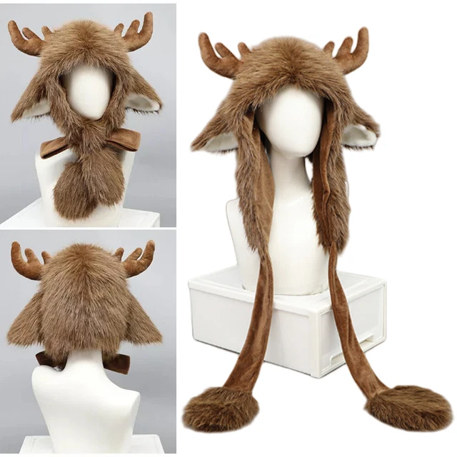 REINDEER ANTLERS HEADBAND Teddy Velvet Christmas Party Hat Deer Ear ...