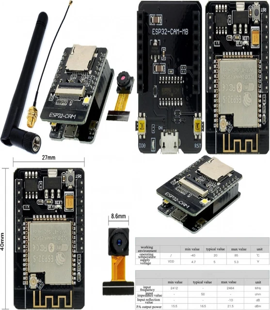 ARCELI ESP32-CAM MODULO Bluetooth WiFi Kamera Scheda di sviluppo... EUR ... ARCELI ESP32-CAM MODULO Bluetooth WiFi Kamera Scheda di sviluppo... EUR ...