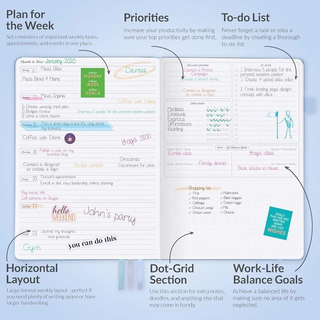 PLANNER PRO - Undated Horizontal Layout Weekly Planner and Organizer ...