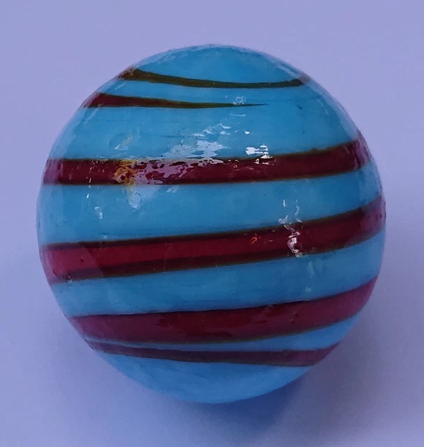 ANCIEN MARBRE GLASMURMEL Clicker Schusser Old Marble Bleu Rouge Swirl 3 ...