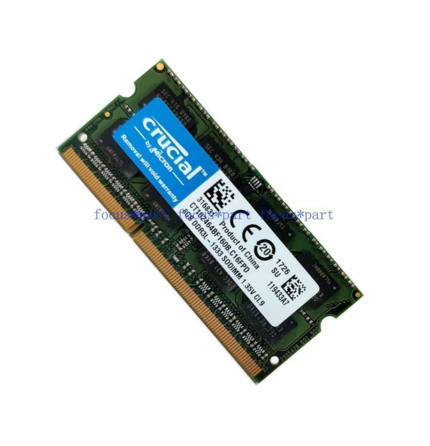 CRUCIAL 8GB 16GB PC3L-10600 DDR3L-1333 1.35V 204pin SO DIMM Memory for Laptop $16.10 - PicClick CA
