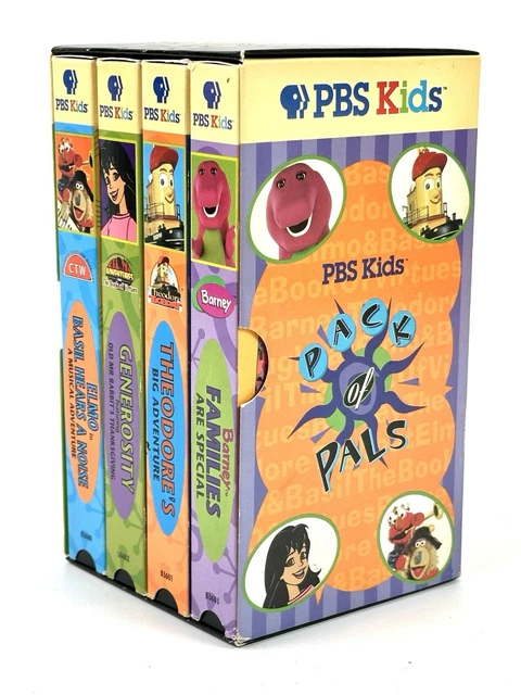 PBS KIDS - Pack of Pals VHS 4 pack 1997 Theodore Tugboat, Elmo, Barney ...