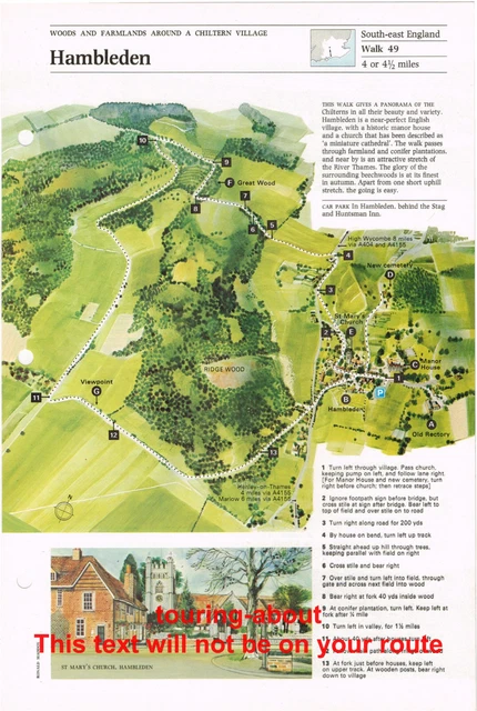 HAMBLEDEN BUCKINGHAMSHIRE VINTAGE Walking Route & Map circa 1975 #49 £3 ...