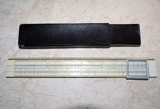 VINTAGE CALCULATOR SOVIET Wood Logarithmic Slide Ruler in Case RARE ...
