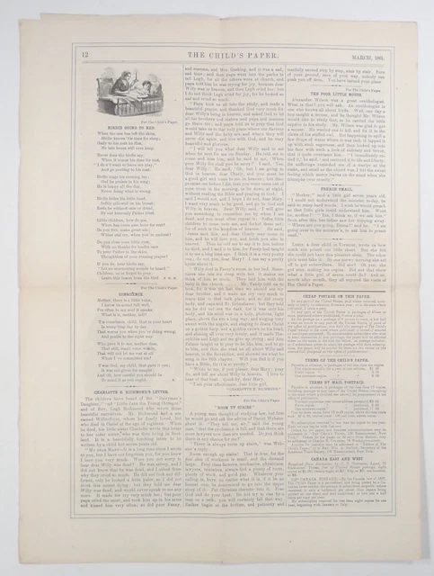 1861 MAR THE CHILD'S PAPER American Tract Society DIDACTIC CHRISTIAN ...