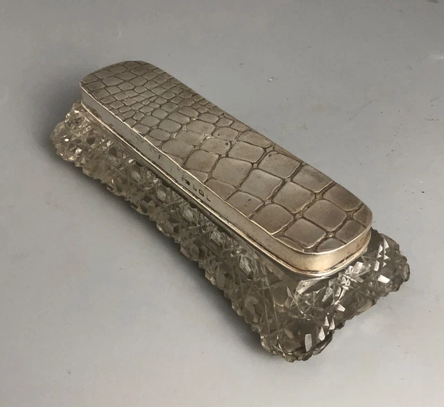 EDWARDIAN SOLID SILVER & Cut Glass Jar HW Birmingham 1911 HLZX £160.00 ...