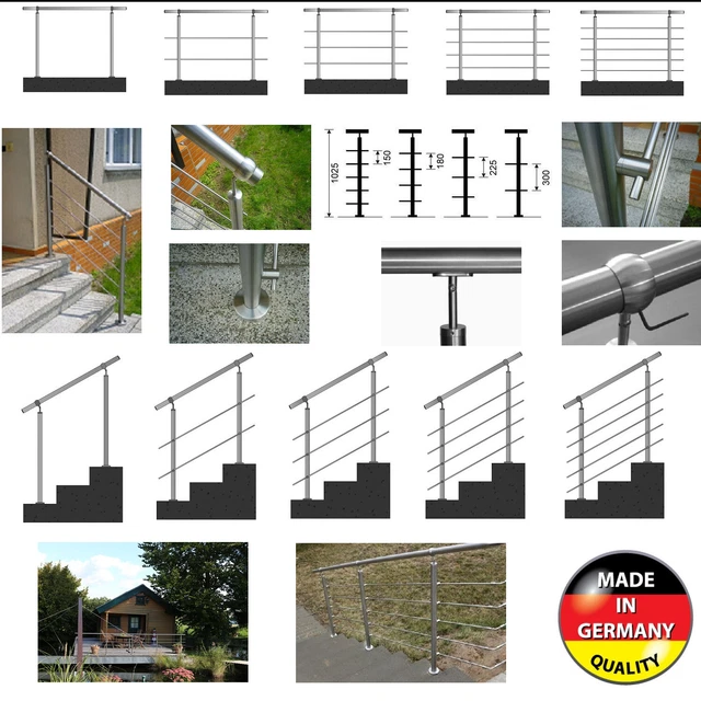 GELÄNDER HANDLAUF EDELSTAHL Treppe Brüstung Balkon Bausatz Aufmontage ...