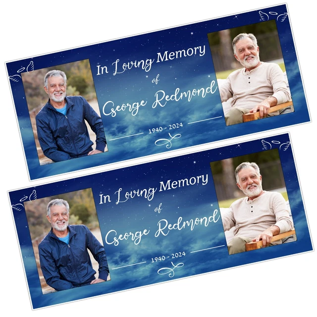 PERSONALISED IN LOVING Memory Memorial Photo Banner Funeral Wake ...