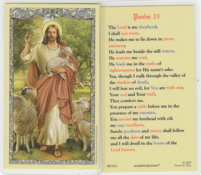 ~HOLY CARD~&PSALM 23&...(LAMINATED Holy Card) *Prayer is on the Back ...