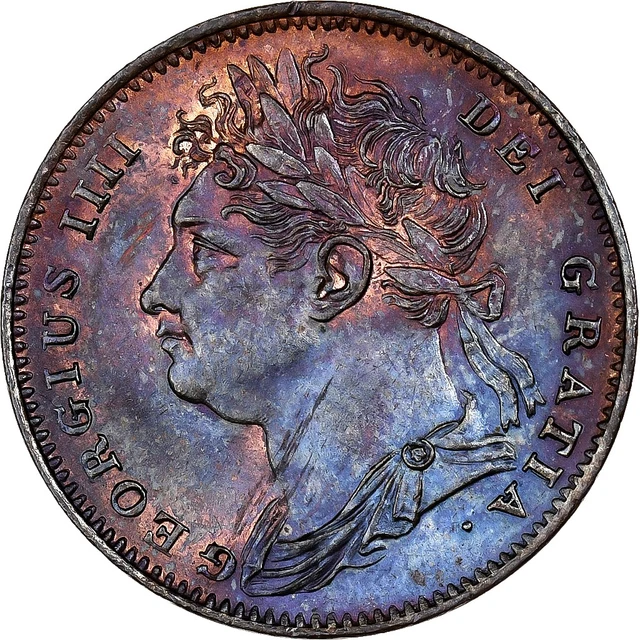 [#507278] GRAN BRETAÑA, George IV, Farthing, 1821, London, Cobre, NGC ...