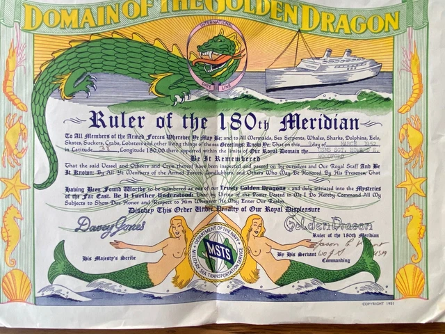 VINTAGE CERTIFICATE DOMAIN of the Golden Dragon Ruler of the 180th ...