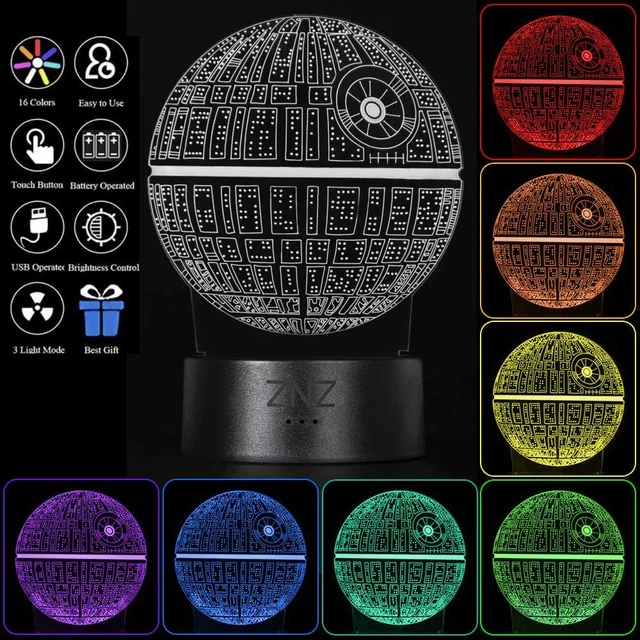 3D STAR WARS Lamp, LED Optical Illusion Night Light, 16 Colors Changing ...