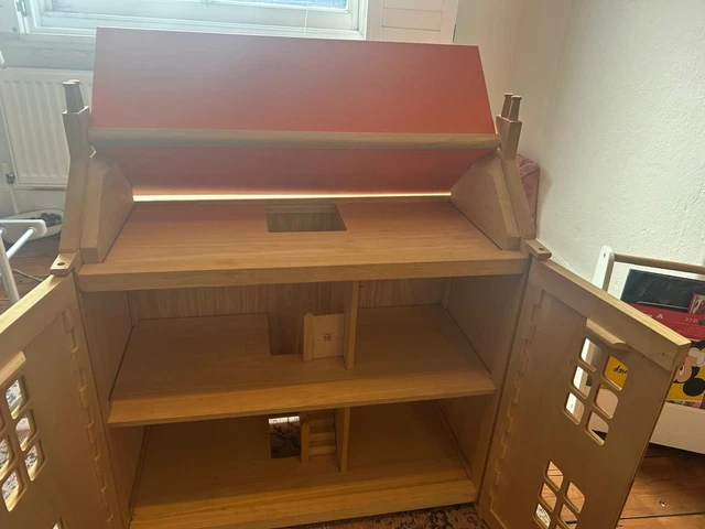ORIGINAL PLAN TOYS dolls house - NATURAL WOOD - good condition £104.70 ...