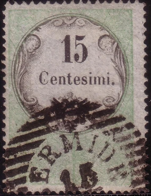 LOMBARDO VENETO - Marca da bollo da 15 cent. usata per posta a Sermide ...