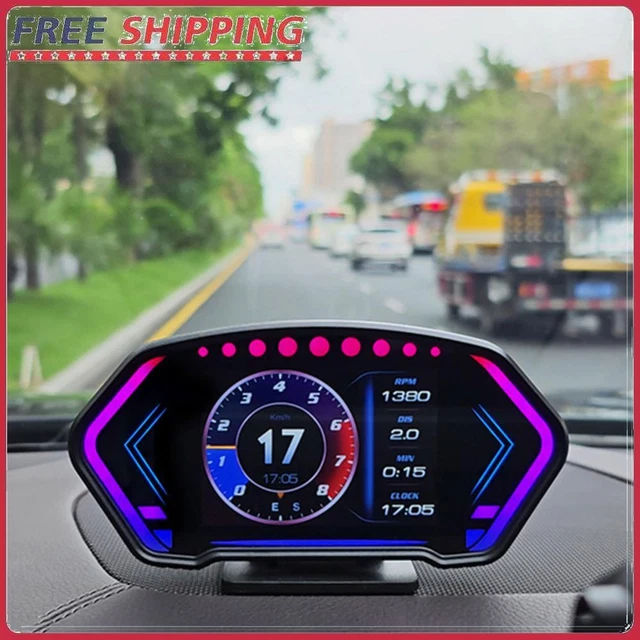 CAR HUD 6 Inch LCD Display RPM Head Up Display Compass Direction for ...