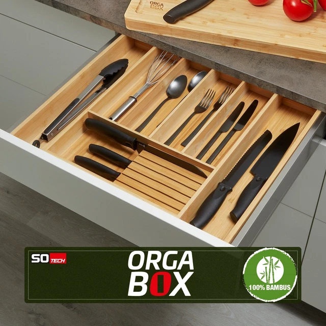 ORGA-BOX® BAMBUS BESTECKEINSATZ ausziehbar Besteckkasten Einsatz für ...