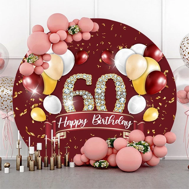 GOLD GLITTER BALLOON Red Round 60th Birthday Backdrop $37.85 - PicClick AU