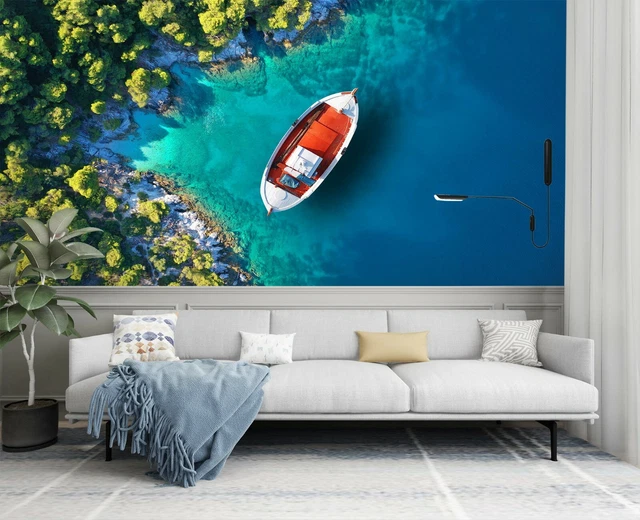 3D WHITE SMALL Boat KEP2874 Wallpaper Mural Self-adhesive Removable ...