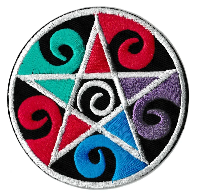 STEMMA TOPPA PENTACOLO Stregoneria Strega Termoadesivo Patch Stella ...