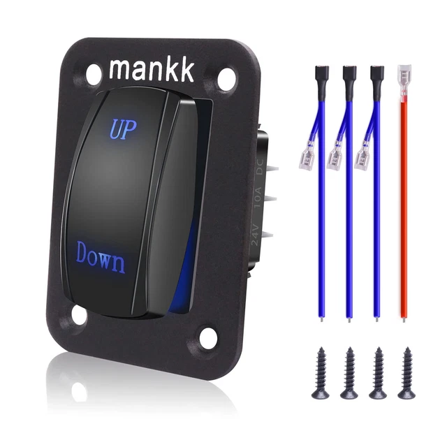 MOMENTARY REVERSE POLARITY Rocker Switch 12V DC 20A DPDT Up/Down 7 Pin ...