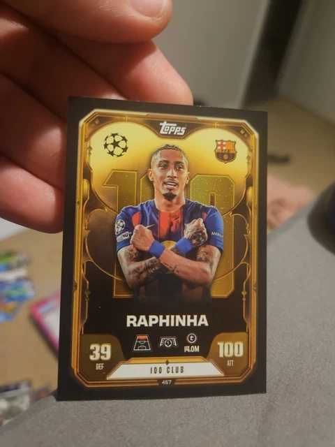 TOPPS MATCH ATTAX 25/26 Raphinha 100 Club Card Barcelona 2025 2026 £1. ...