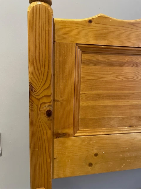 VINTAGE SINGLE PINE wooden bed frame slats solid head and footer 90 x ...