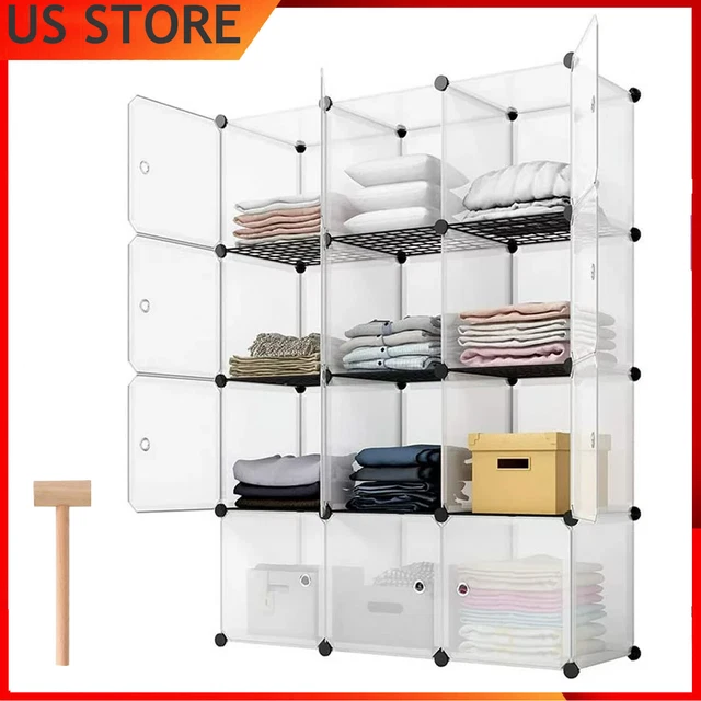 12-CUBE STORAGE ORGANIZER Shelving Modular Bookshelf Plastic Wardrobe w ...