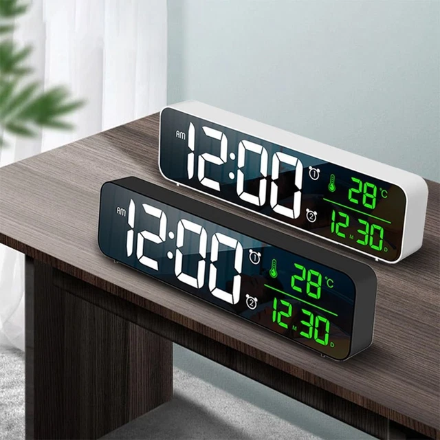 PLASTIC MIRROR LED Clocks Wall Mount Desk Clocks Living Room Decoration ...