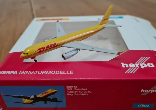 HERPA WINGS 1:500 Tupolev Tu-204 Aviastar DHL 529112 New RARE!! EUR 49 ...