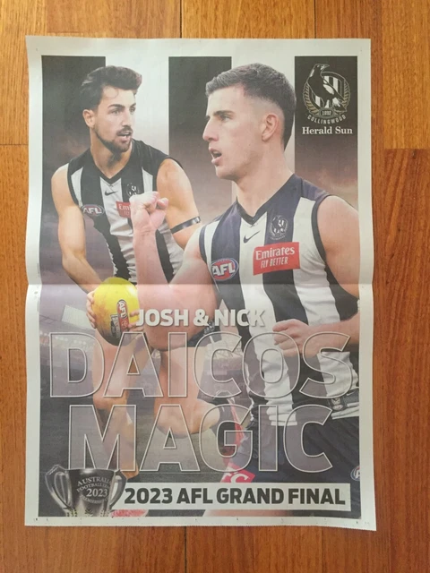 2023 AFL GRAND FINAL Collingwood Hero poster Josh & Nick Daicos ...