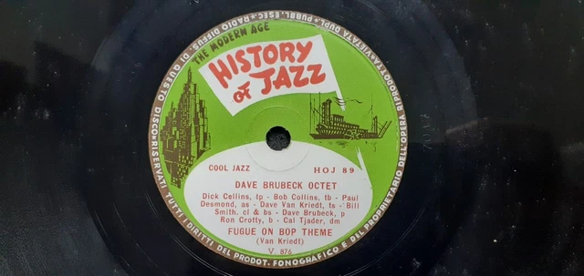 SHELLAC 78 GIRI 10" History Of Jazz Dave Brubeck Octet Fugue On Bop ...