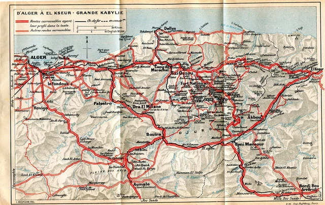 MAP OF ALGERIA, Dellys, Kabylie Original Antique Map 1923 North Africa ...