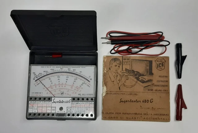 VINTAGE ICE SUPERTESTER 680G Analog Multimeter Tips Clamps Instructions ...
