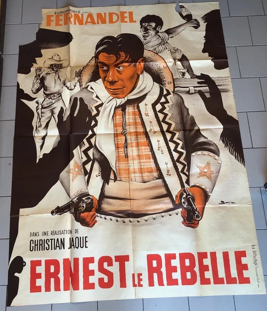 AFFICHE ANCIENNE CINÉMA 120x160 cm - FERNANDEL ERNEST LE REBELLE EUR 18,00 - PicClick FR