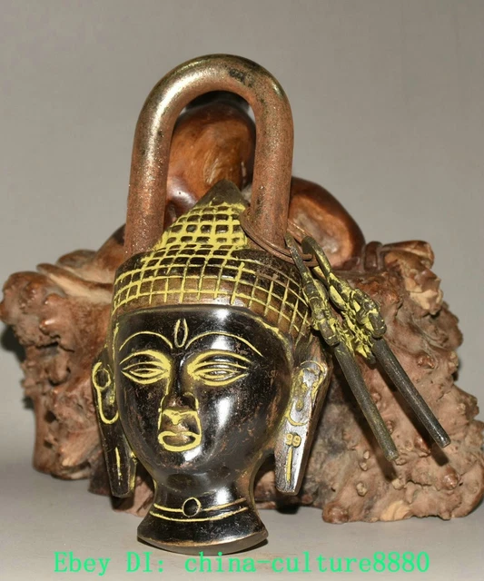 6 &CUIVRE PUR tibétain 8 symboles de bon augure tête de Bouddha Shakyamuni EUR 84,00 - PicClick FR