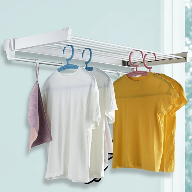 WALL-MOUNTED LAUNDRY CLOTHES Storage Drying Rack Retractable Dryer ...